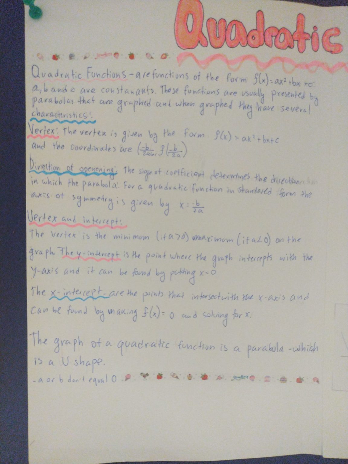 "Unveiling Excellence: A Student's Masterpiece on Quadratic Functions ...
